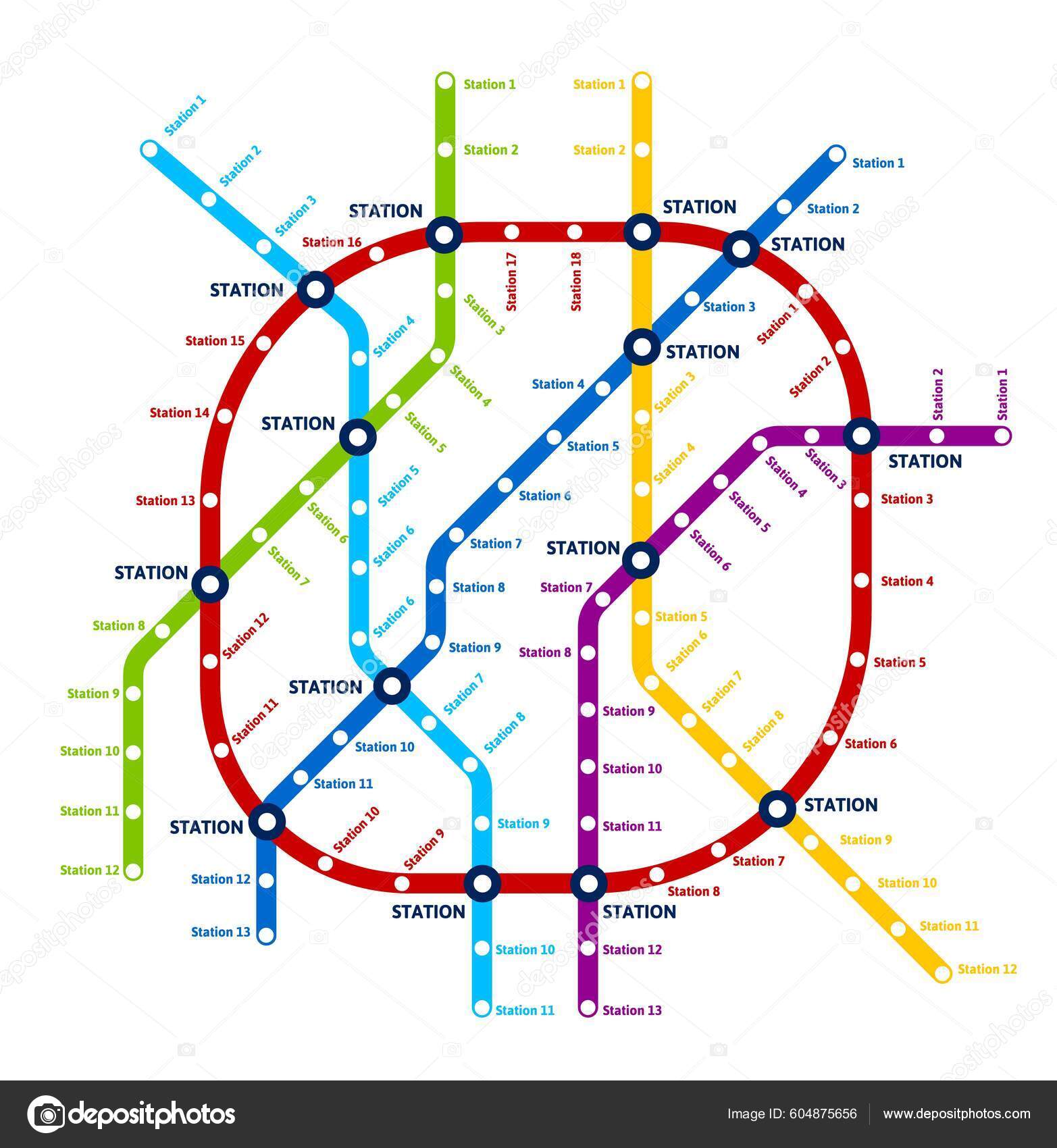 Metro Subway Underground Transport Map Vector Line Plan Railway Tube ...