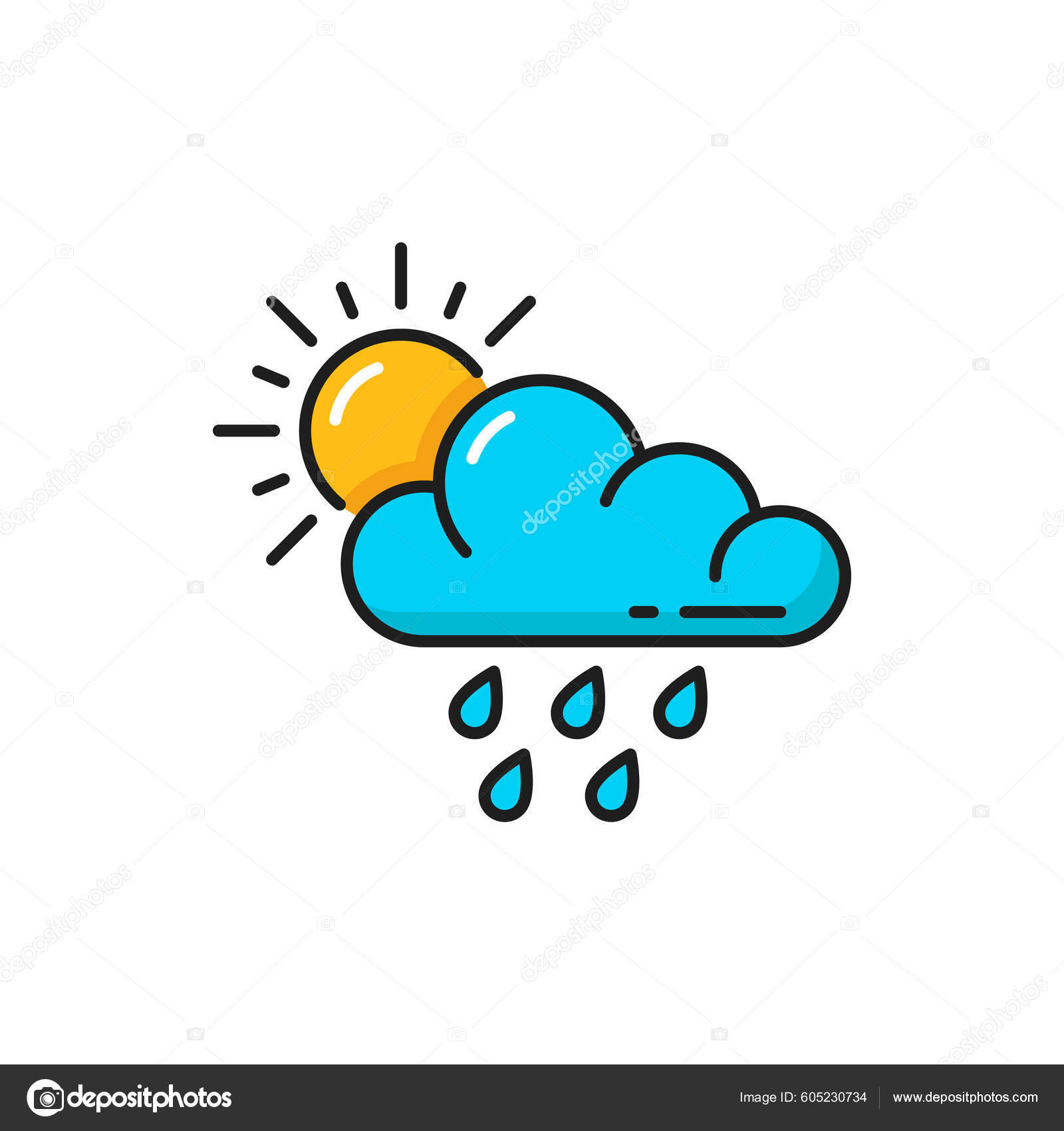 Rainy Weather Symbol Rainfall Symbol Cloud And Rain Weather Forecast
