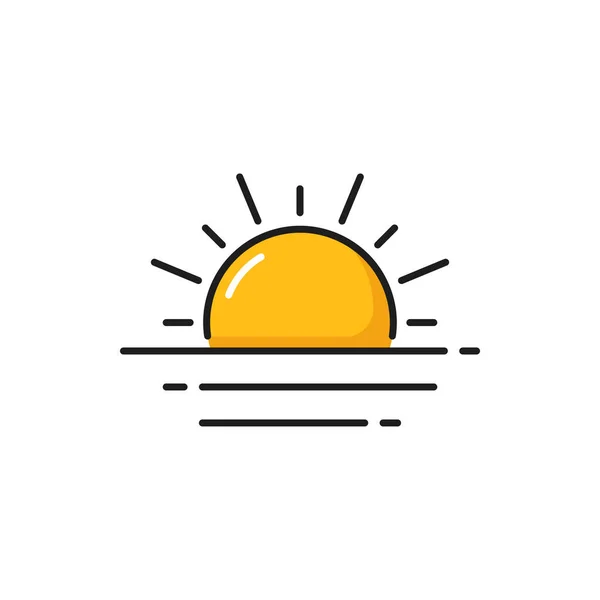 Weather forecast, sun color outline icon, sunny day and clear sky ...