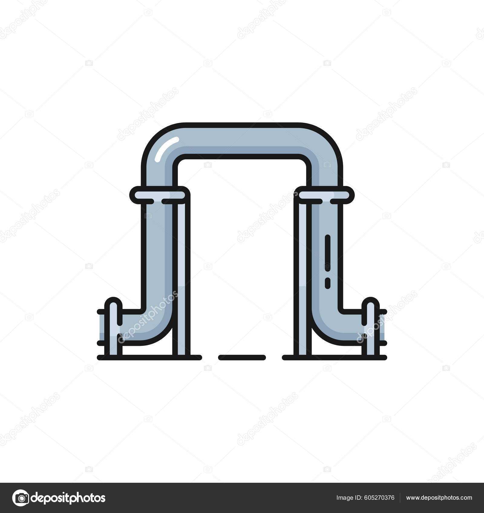 Shape Pipeline Gasoline Curve Plumbing Pipes Arch Door Isolated Color ...