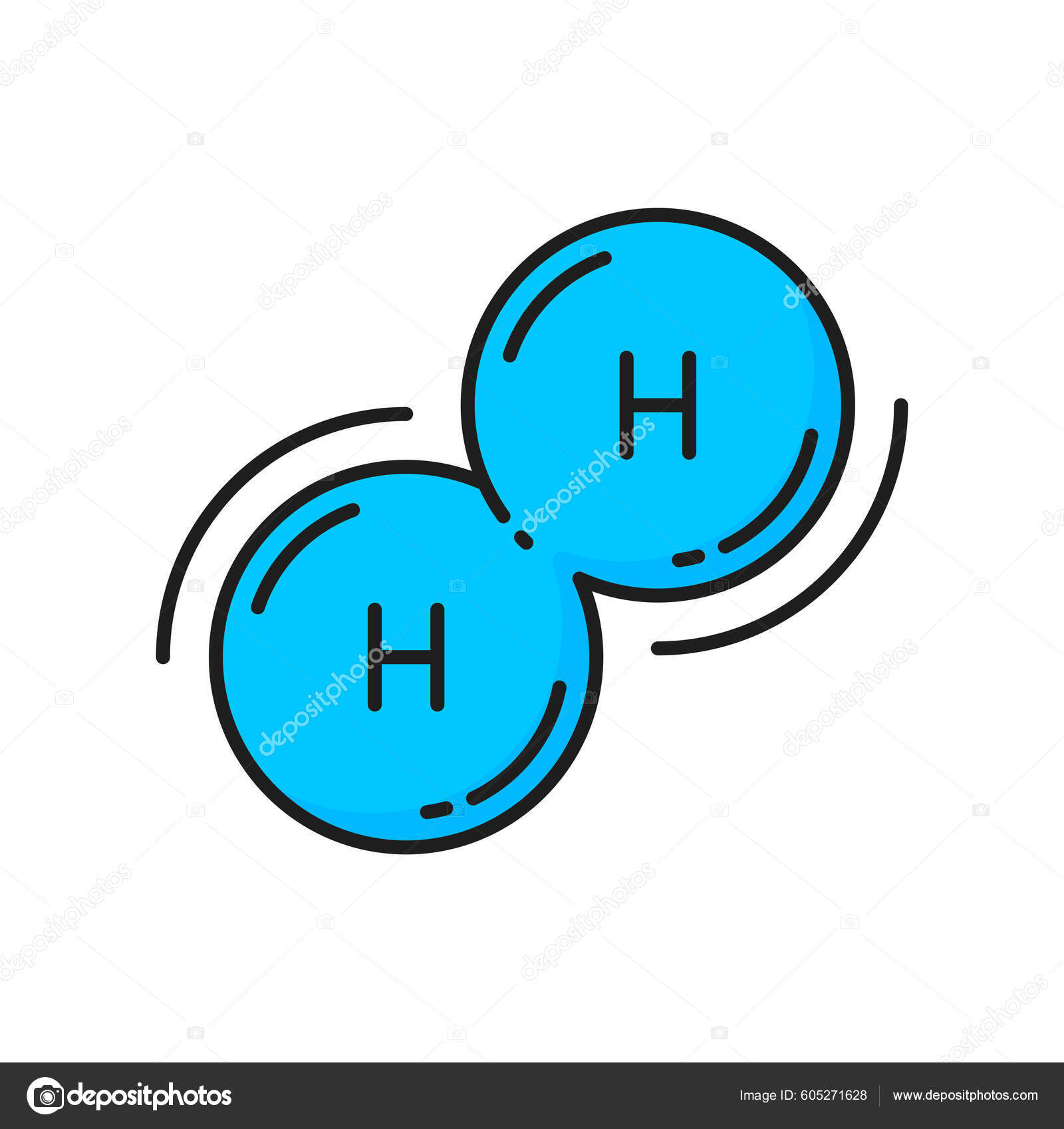 Hydrogen Molecule Color Icon Production Technology Green Energy Power ...