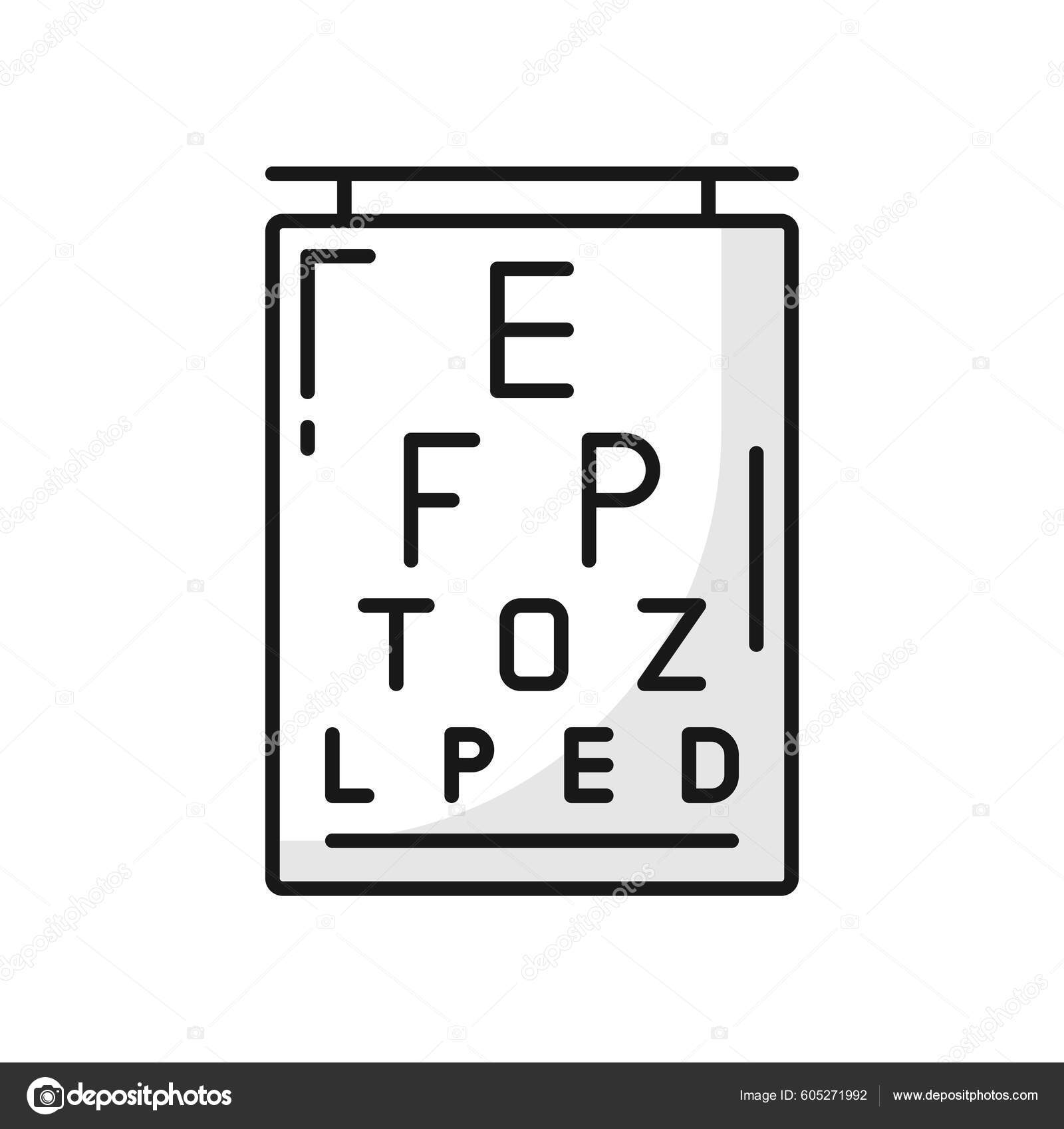 Eye Chart Vision Test Eyesight Exam Vector Icon Ophthalmology ...