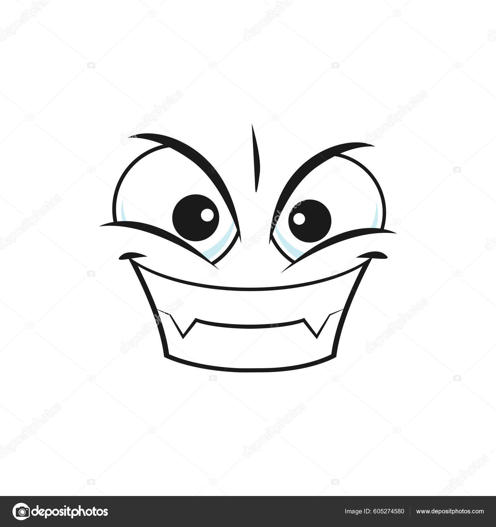 Evil Scary Cartoon Smile Face Smiling Vampire Vector Emoji Monster ...