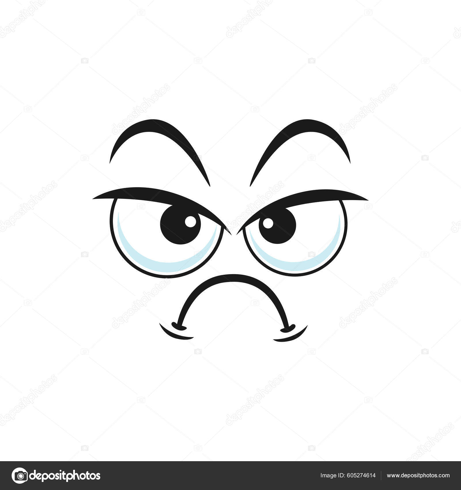 Cartoon Face Vector Disgruntled Upset Emoji Funny Facial Expression ...