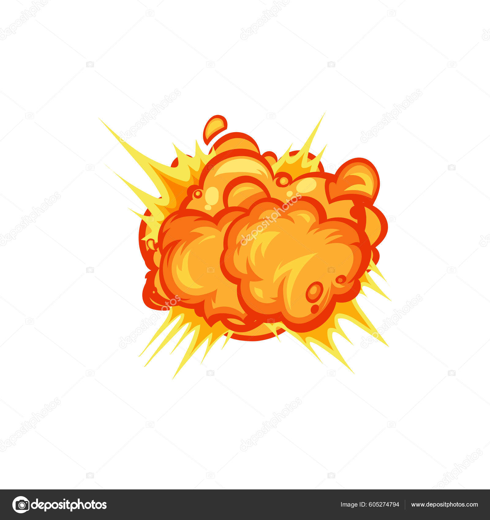 Boom Effects Cartoon Explode Destruction Nuclear Bomb Isolated Icon ...