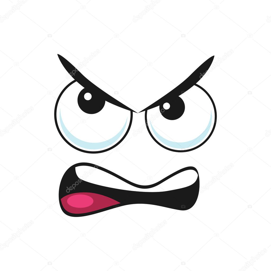 Cartoon Grumble Face Vector Emoji Angry Eyes Open Mouth Griper Vector ...