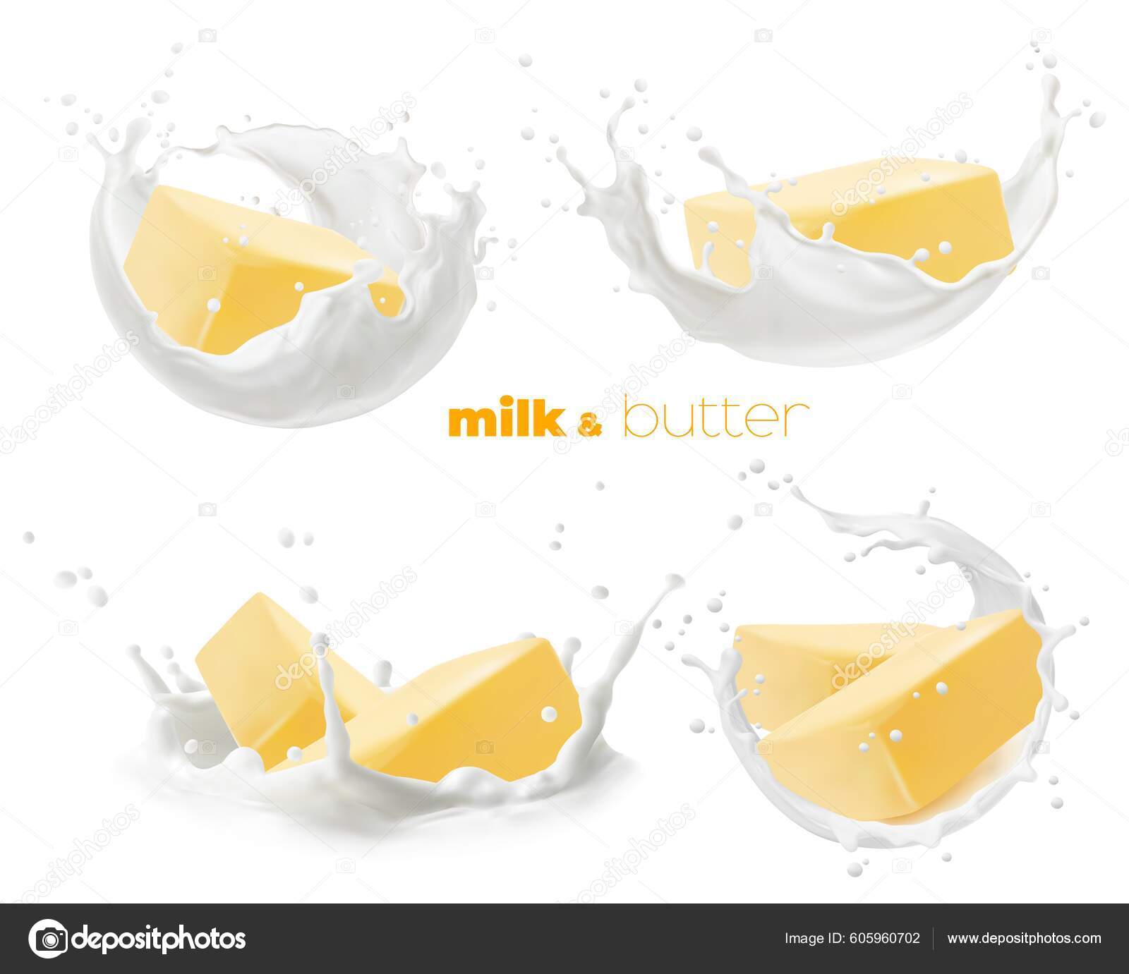 Realistic Butter Milk Splash Vector Cream Swirls Fresh Yellow Dairy ...