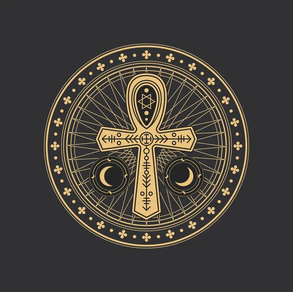 Pentagrama símbolo círculo oculto con anj Egipto, magia esotérica y ...