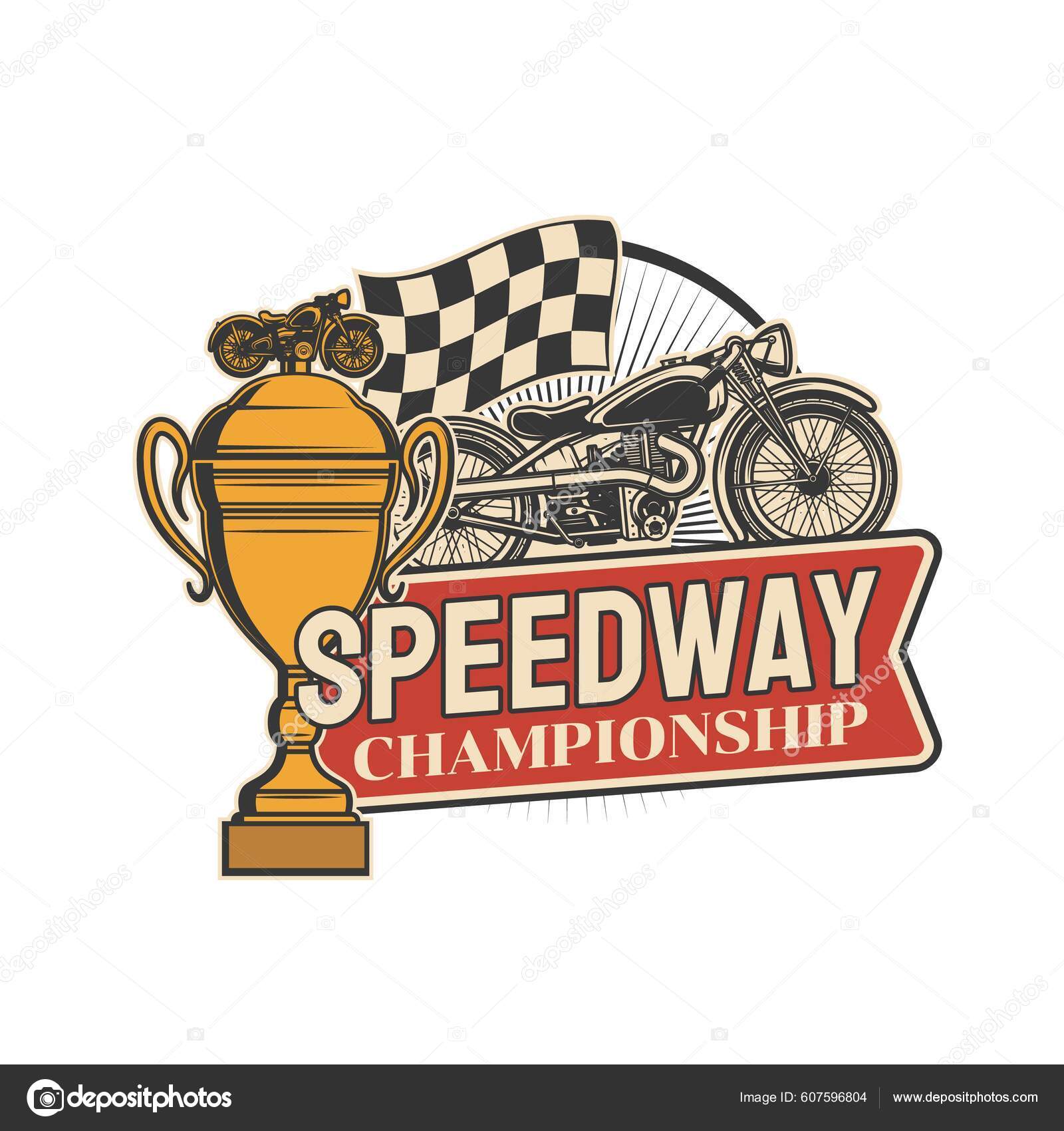 Speedway Championship Icon Motorcycle Races Victory Cup Vector Sport ...