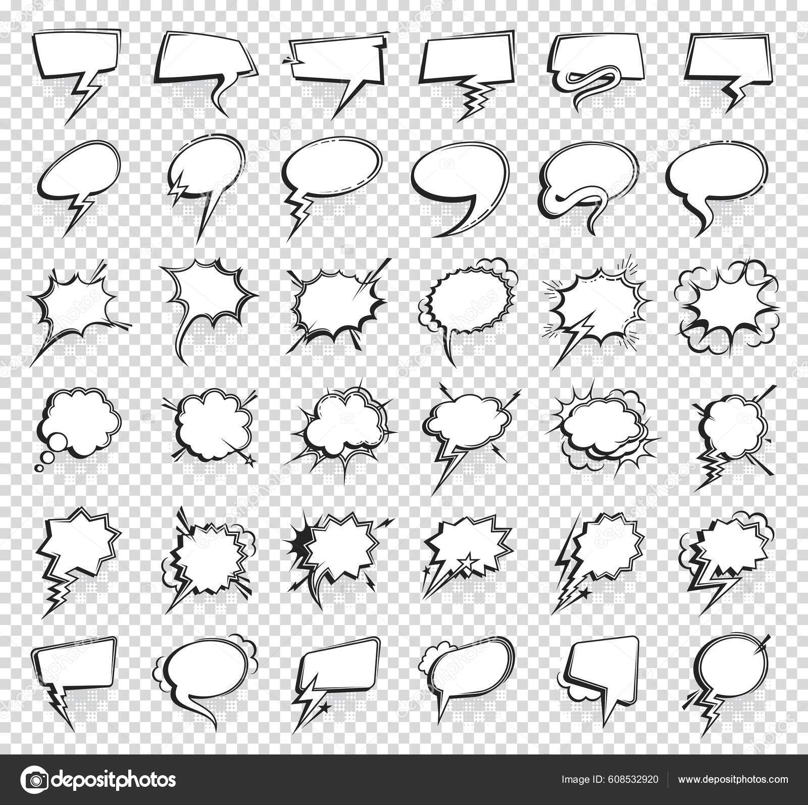 Comic Speech Bubbles Isolated Think Talk Balloon Clouds Cartoon Vector ...