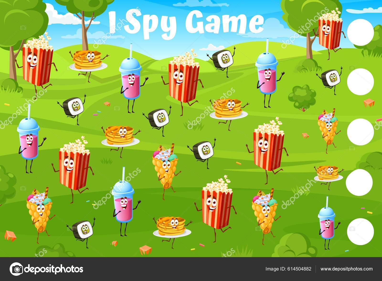 Veo Hoja Trabajo Del Juego Dibujos Animados Comida Rápida Postres ...