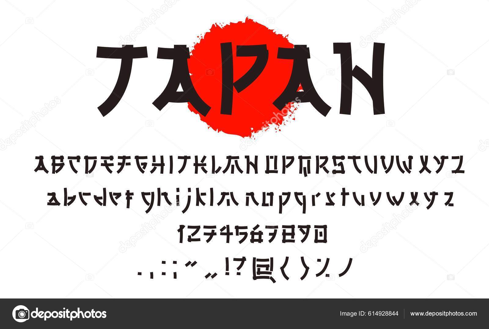 Asian Japanese Font Type Typeface Alphabet Japan Typography Vector Text ...