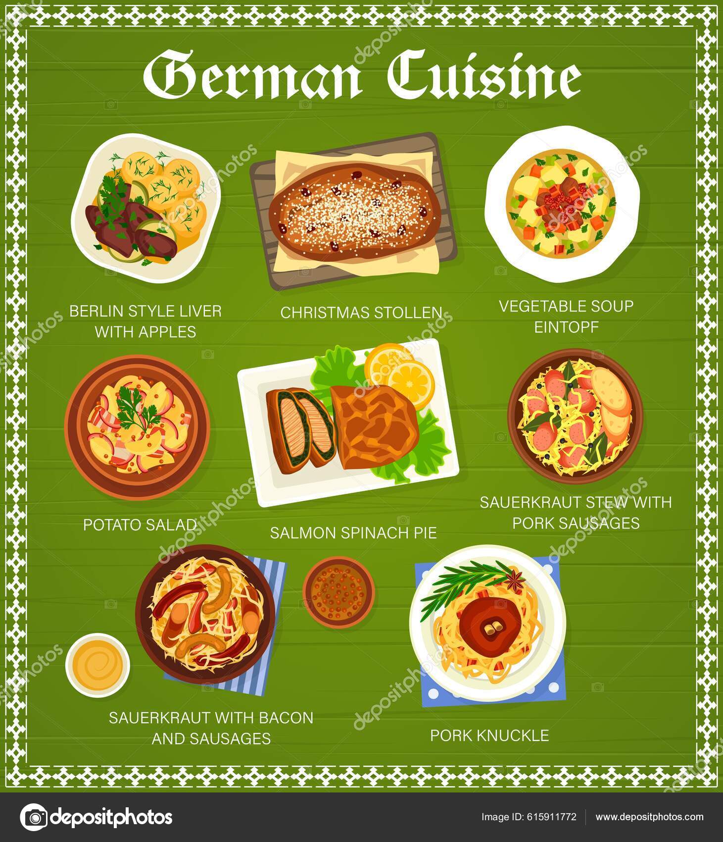 Alman Yemek Restoranının Menü Şablonu Domuz Etli Alman, 56% OFF