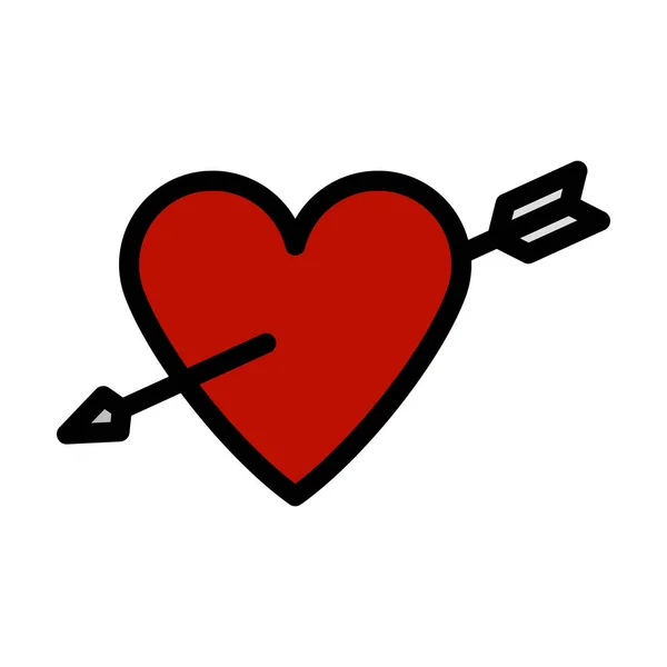 Piercing de coraz n por flecha icono. Esquema audaz editable con dise o de relleno de color ...