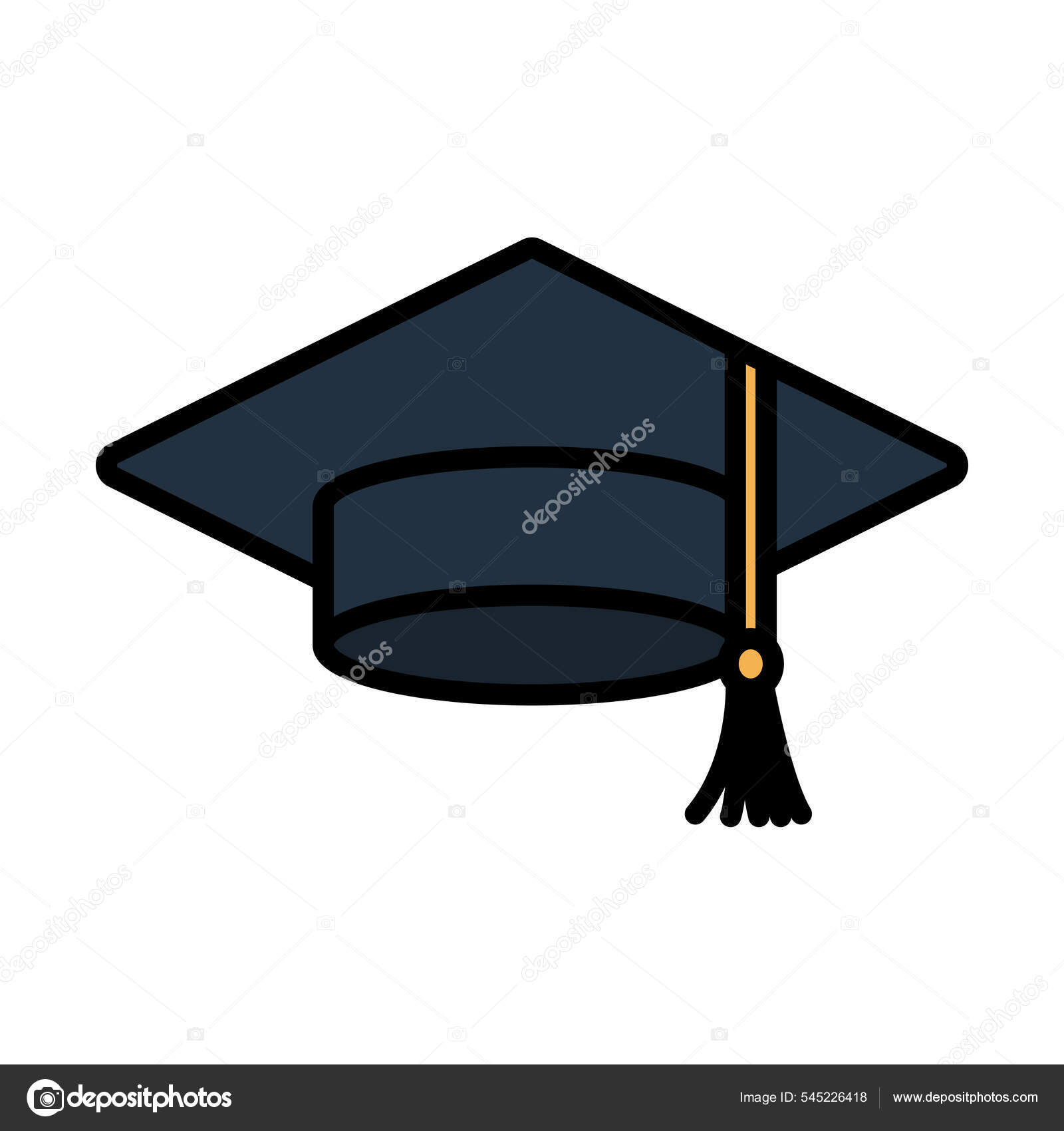 Graduation Cap Icon Editable Bold Outline Color Fill Design Vector ...