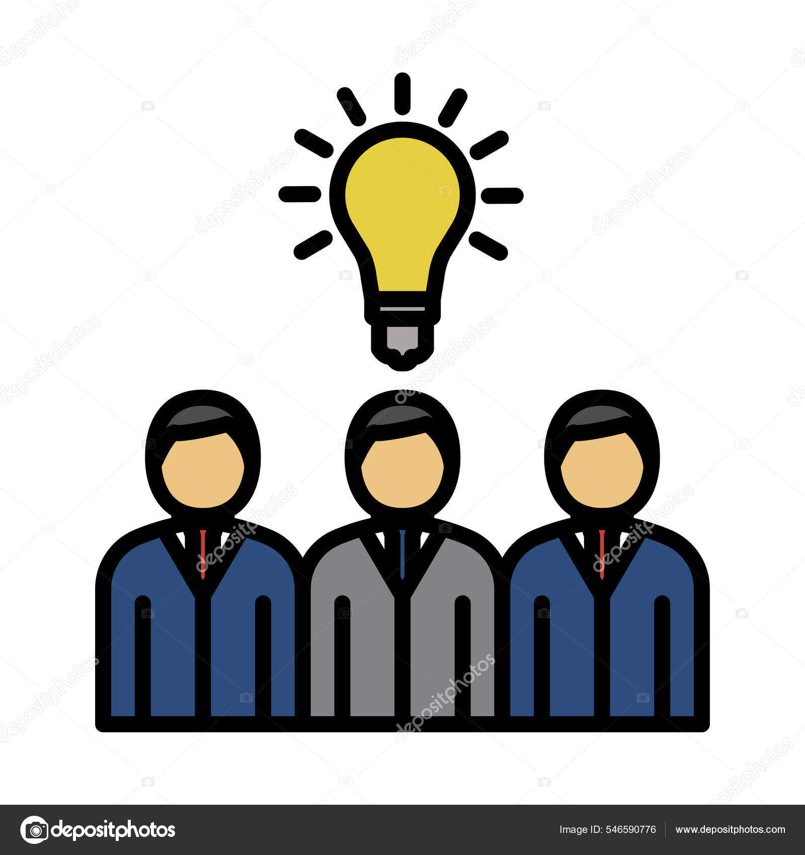 Corporate Team Finding New Idea Icon Editable Bold Outline Color Stock ...