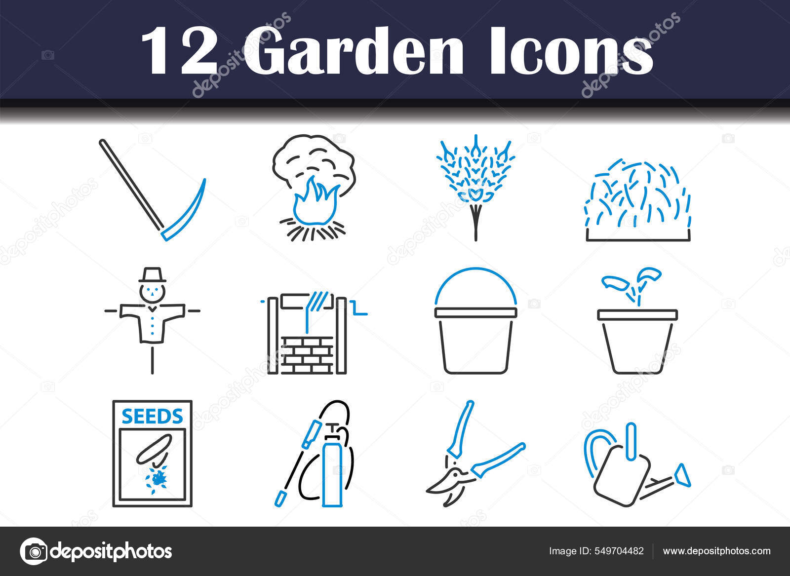 Garden Icon Set Bold Outline Design Editable Stroke Width Vector Stock ...