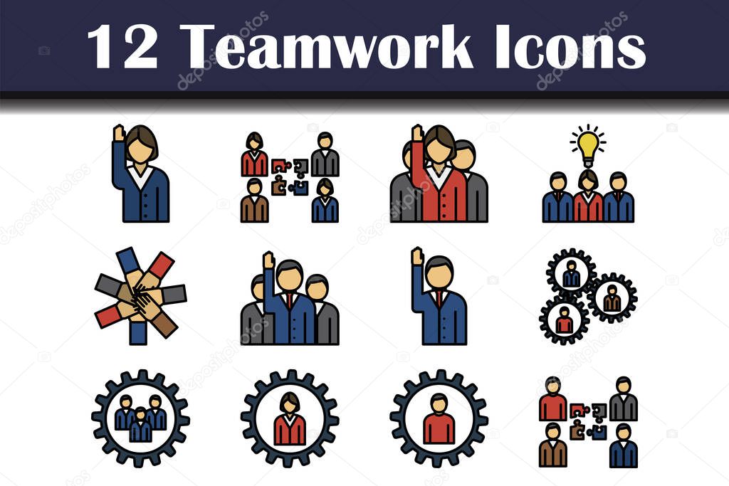 Juego de iconos de trabajo en equipo. Esquema audaz editable con diseño ...