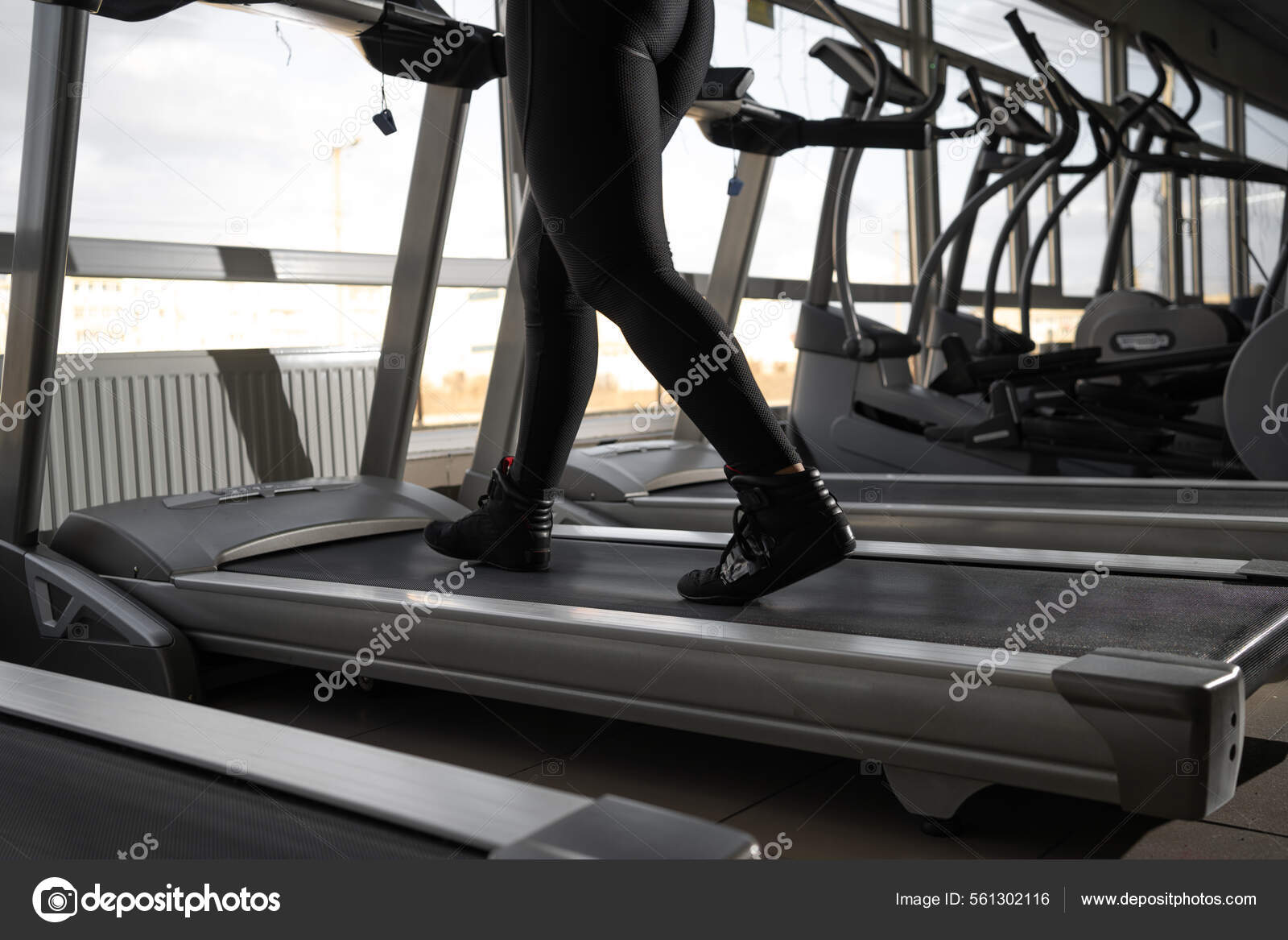 Cardio Workout Side View Legs Running Sneakers Fitness Girl Running ...