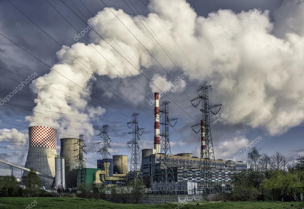 Day view of power plant, smoke from the chimney Stock Photo by ©amoklv ...