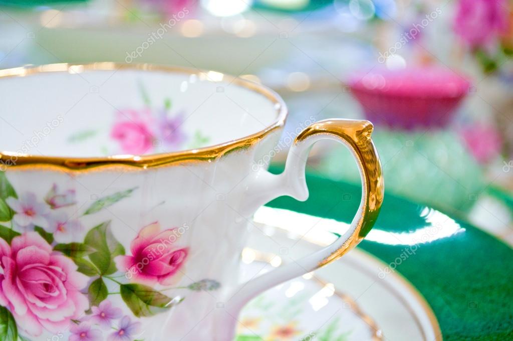 Antique floral tea set macro shot Stock Photo by ©Alexis84 14091380