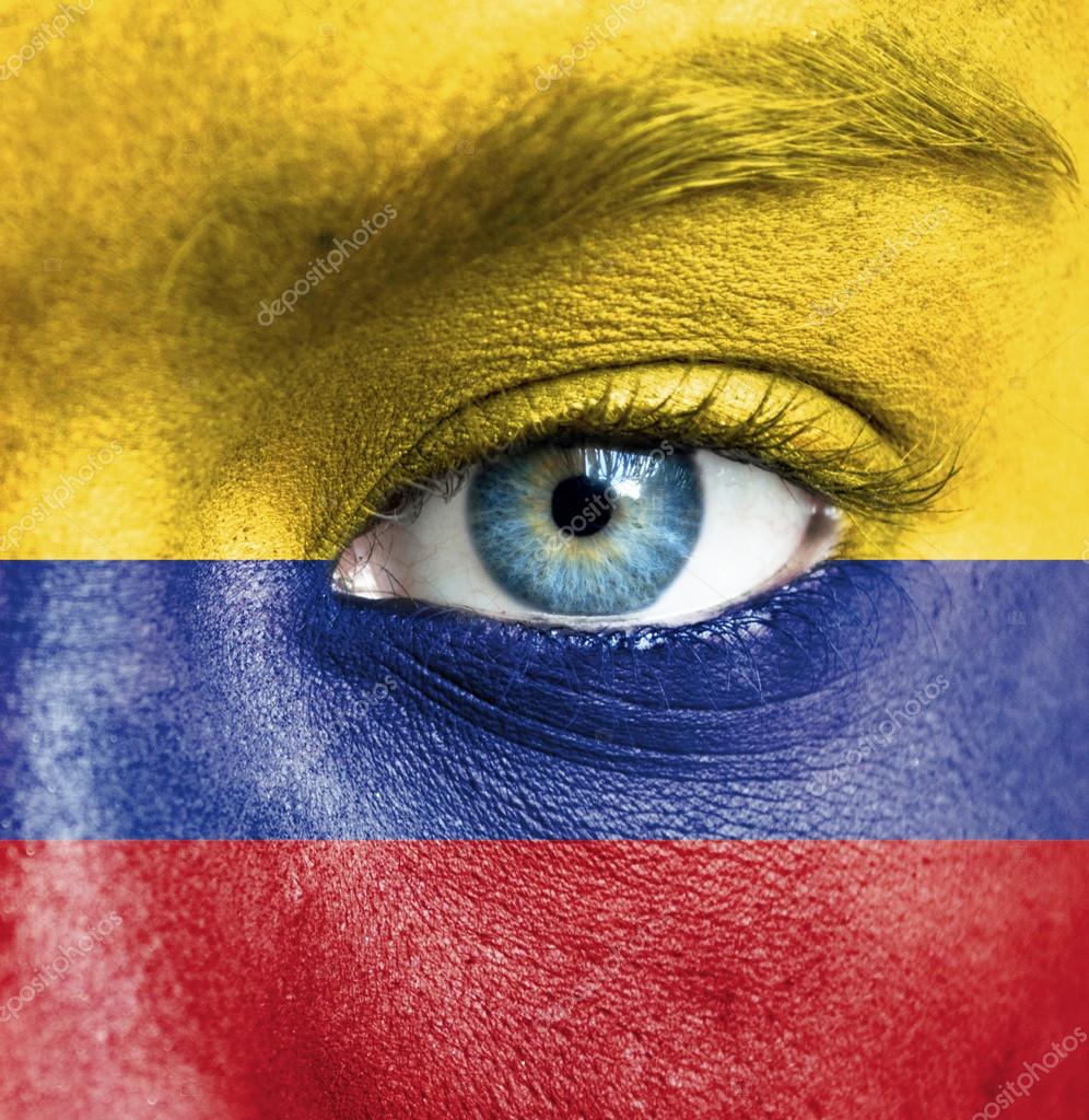 Human face painted with flag of Colombia Stock Photo by ©Alexis84 15399005