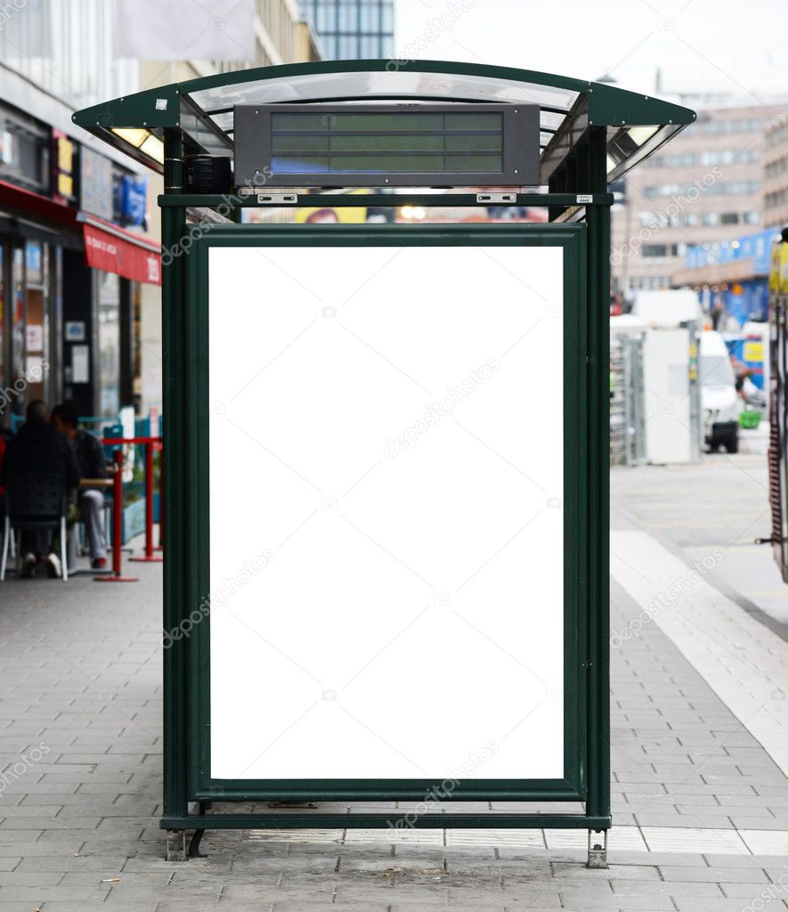 Blank billboard on city bus station — Stock Photo © Alexis84 #34338157