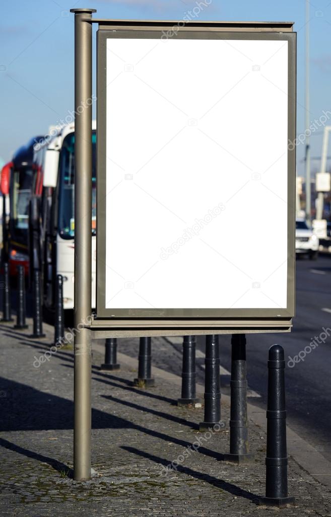 Blank billboard on city bus station Stock Photo by ©Alexis84 38275511