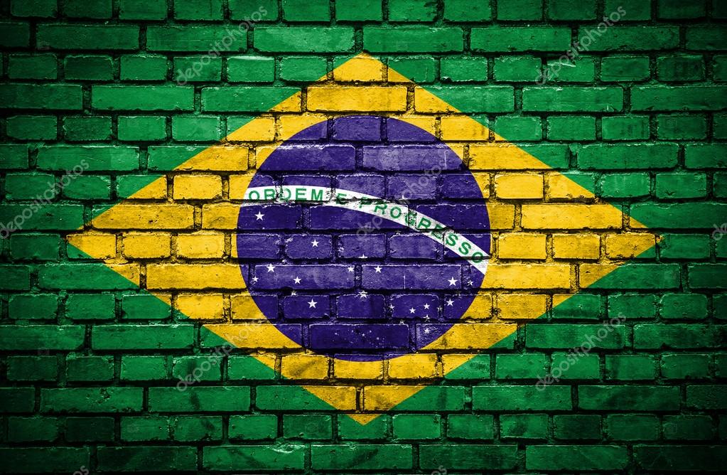 Brick wall with painted flag of Brazil — Stock Photo © Alexis84 #41753973