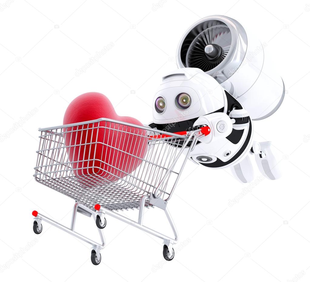 Android flying with trolley Stock Photo by ©KirillM 28631689