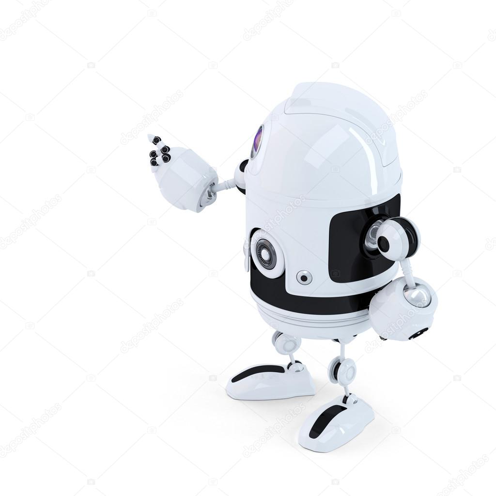 Rear view of robot pointing at invisoble object Stock Photo by ©KirillM ...