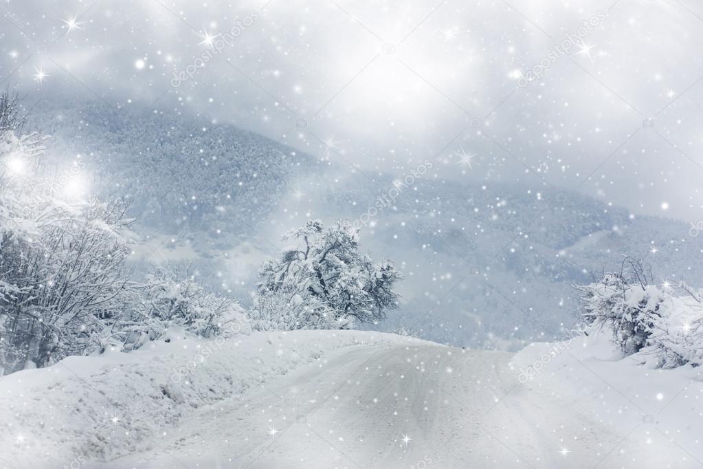 Snow covered Winter road — Stock Photo © erika8213 #36841321