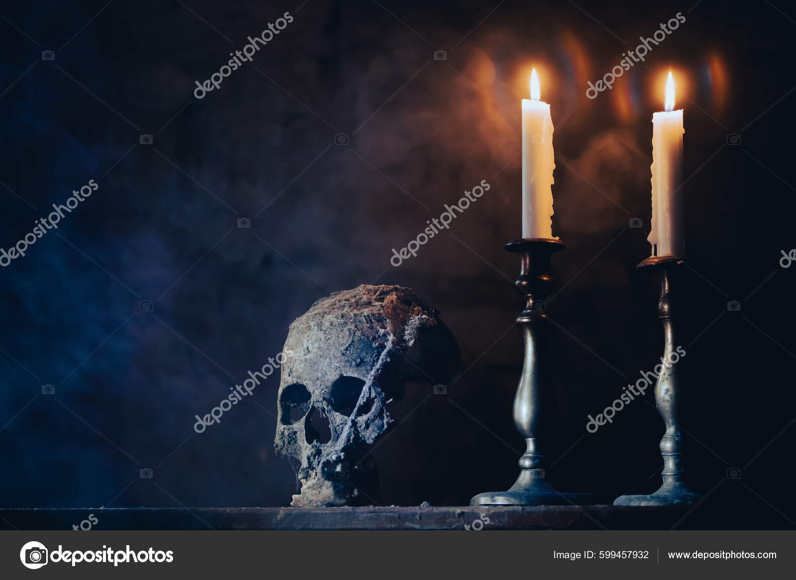 Real Human Skull Candles Darkness Spooky Horror Wallpaper Halloween ...