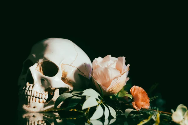 Skull Red Poppy Flowers Calavera Catrina Dia Los Muertos Day Stock ...