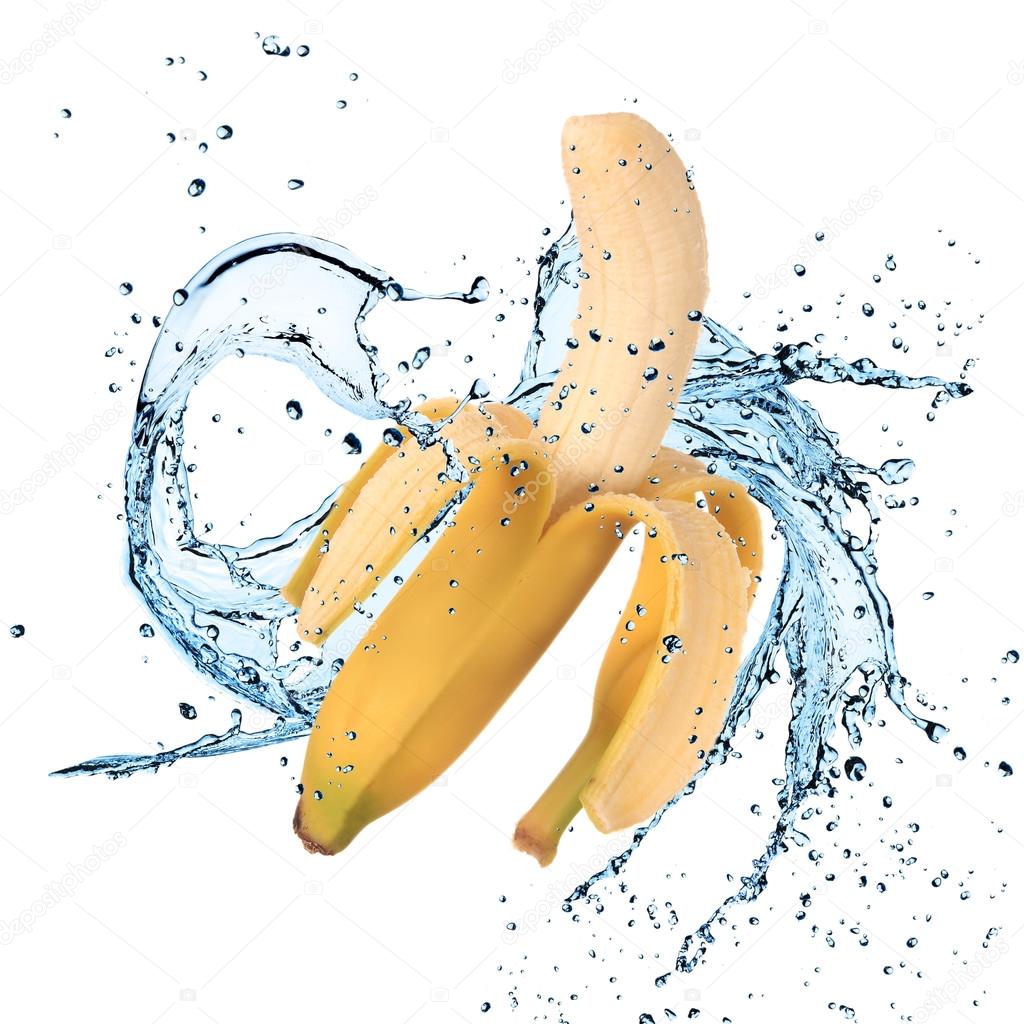 Banana with water splash. Stock Photo by ©Kesu01 48054873