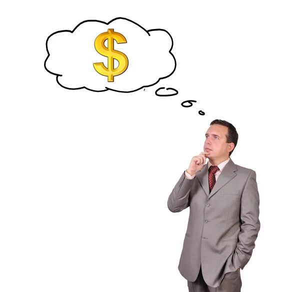 Businessman Thinking Money Sack Concrete Background Money Success ...