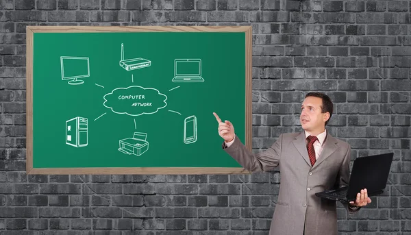 Man drawing scheme wi-fi Stock Photo by ©vetkit 20562765