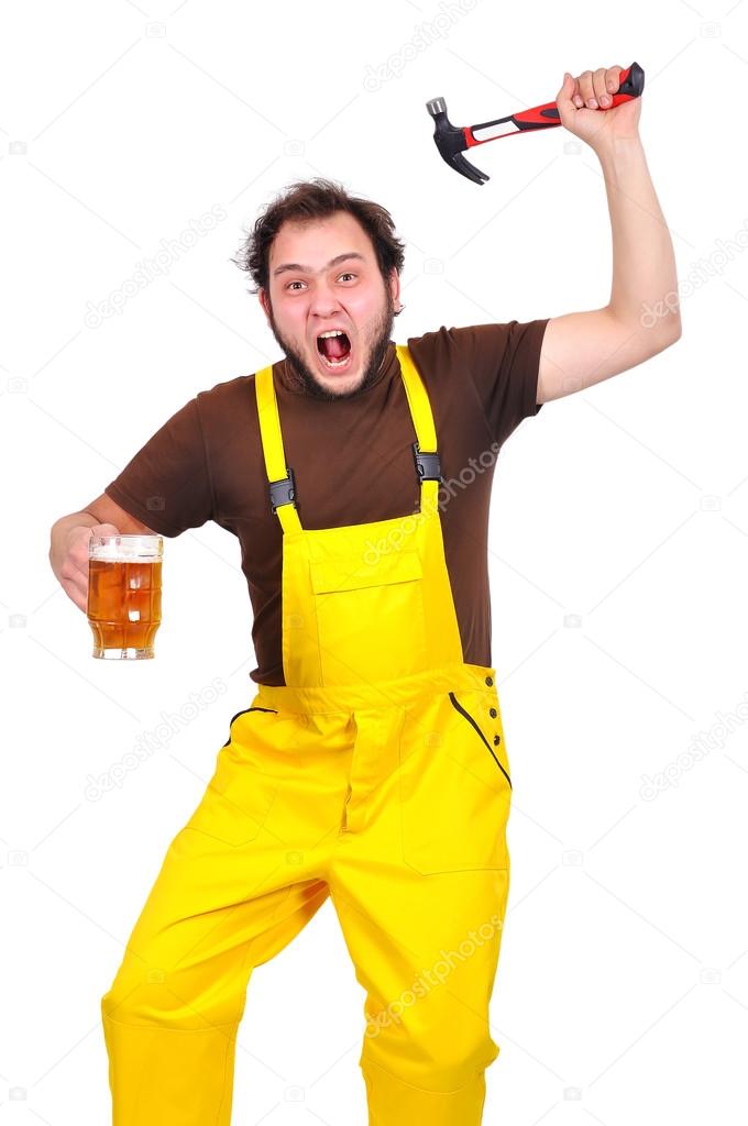 Crazy construction worker — Stock Photo © vetkit #34854603