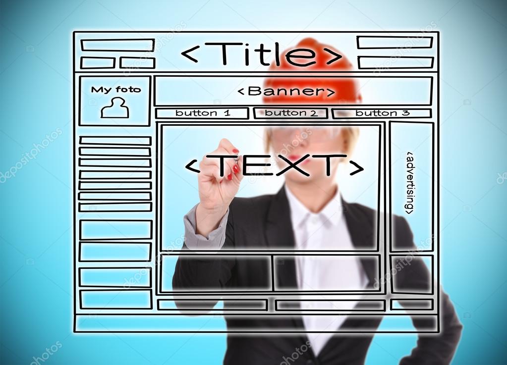 Woman drawing website — Stock Photo © vetkit #48776713