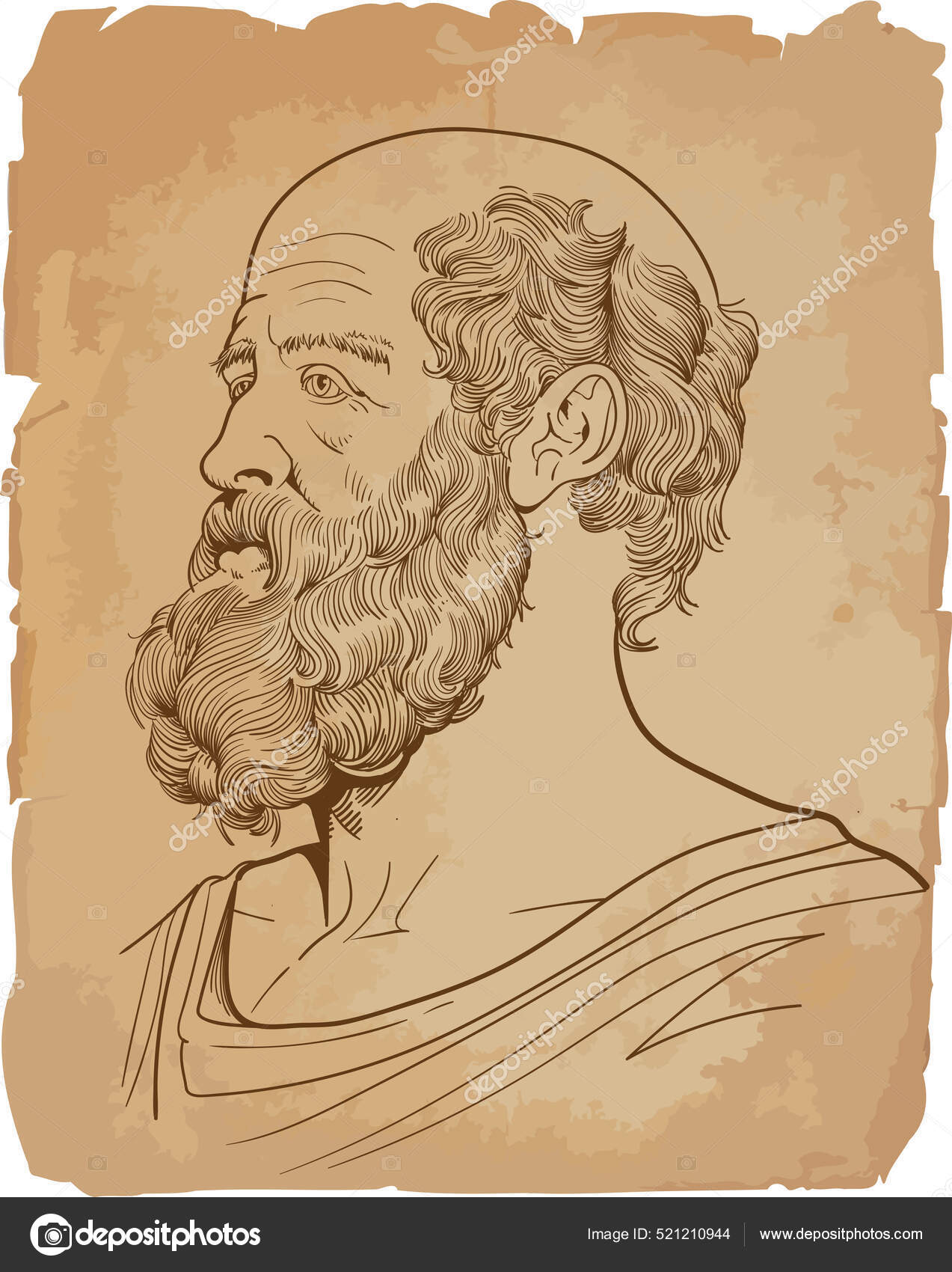 Hipócrates Ilustração Arte Linha Vetor de ©fogbird 521210944