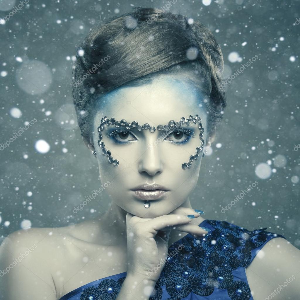 Snow Queen, creative closeup portrait — Stock Photo © margo_black #33953797