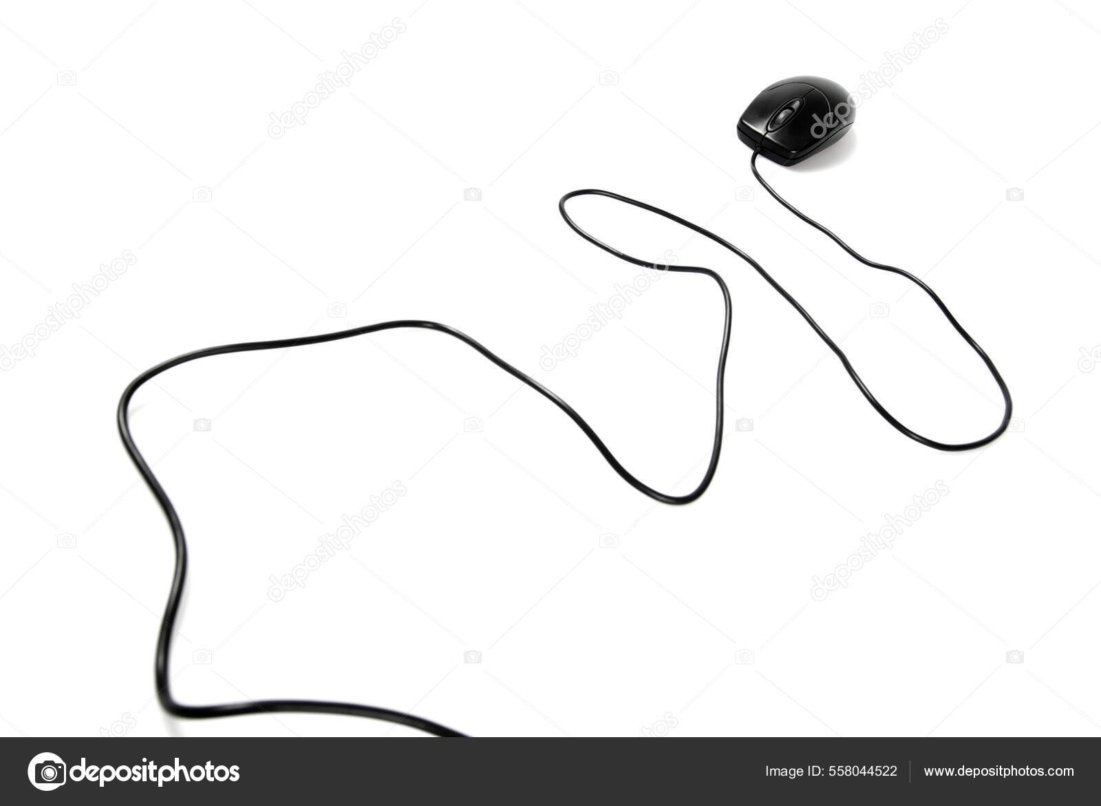 Black Computer Mouse Cable Isolated White Background Stock Illustration ...