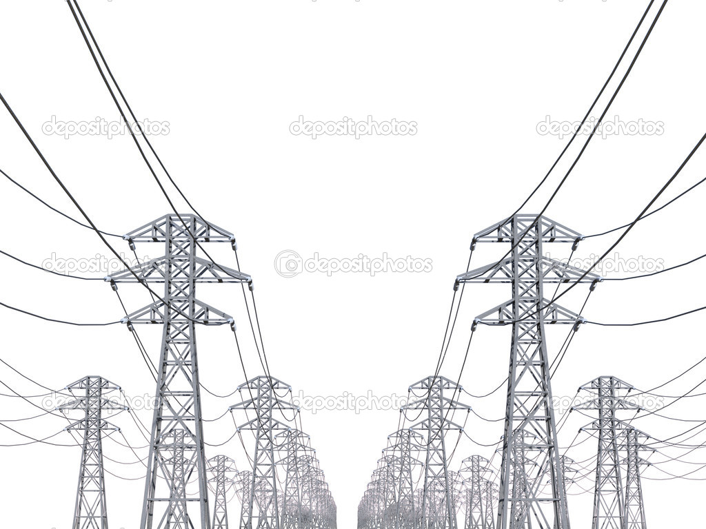 Electricity Tower White Background