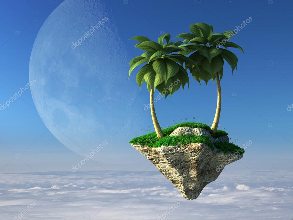 Flying island Stock Photo by ©zhevelev 44491411
