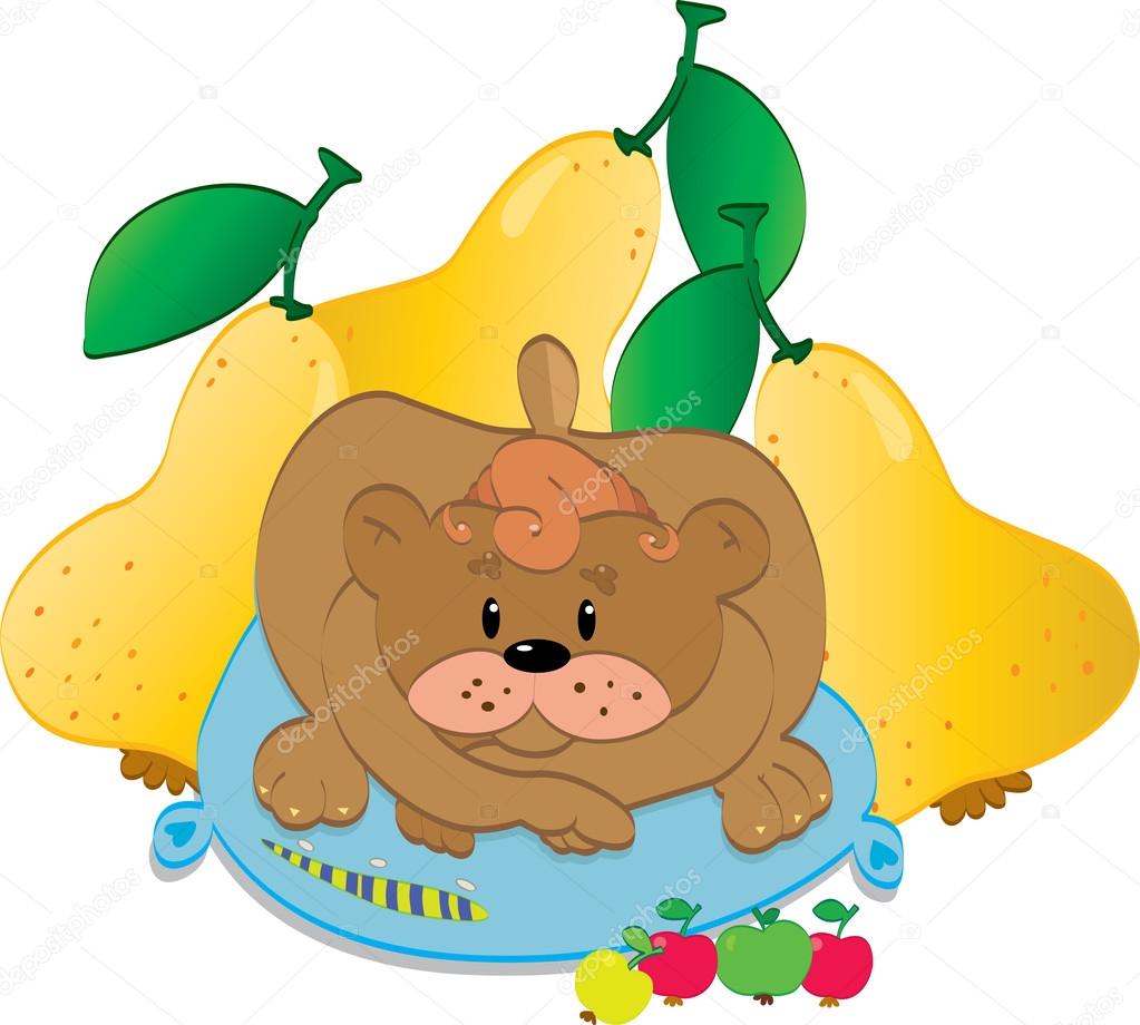 Bear with pears Stock Illustration by ©boggy22 #24249749