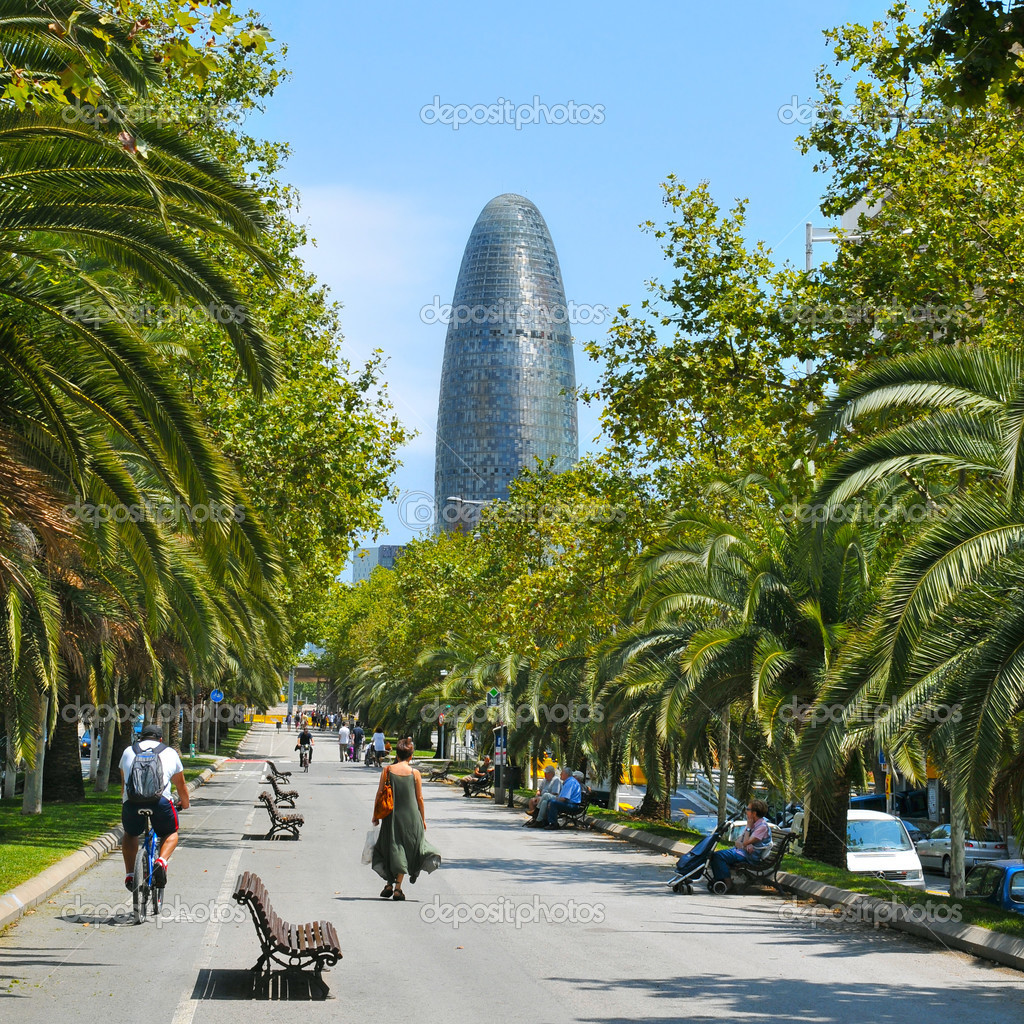 Avinguda Diagonal and Torre Agbar in Barcelona, Spain – Stock Editorial ...