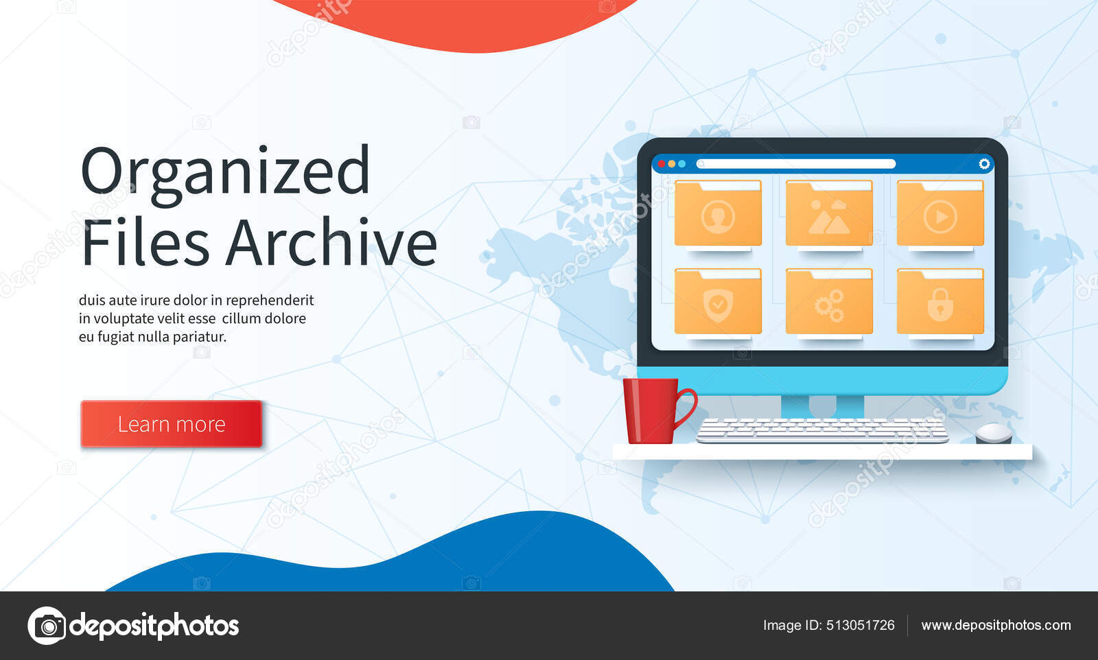 Organized Files Archive Concept Computer Yellow Folders Screen File ...