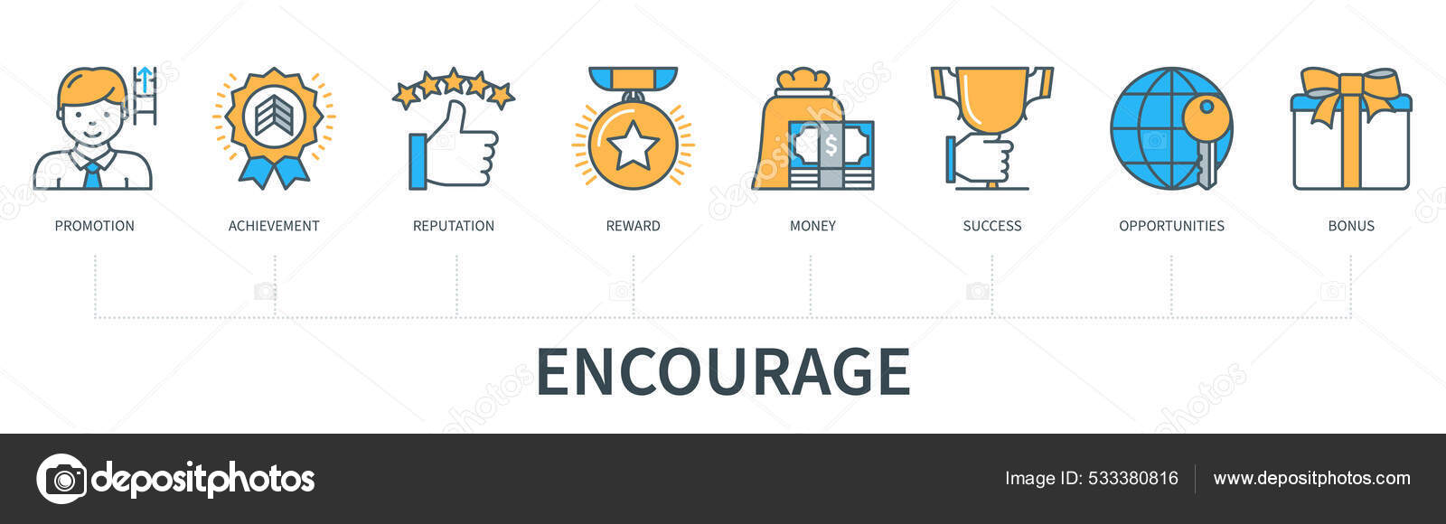 Encourage Concept Icons Promotion Achievement Reputation Reward Money ...