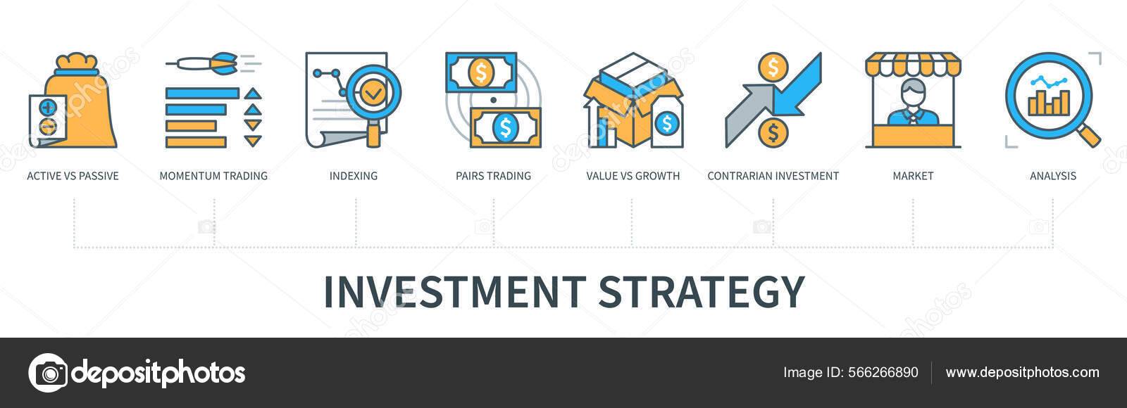 Investment Strategy Concept Icons Active Passive Momentum Trading ...