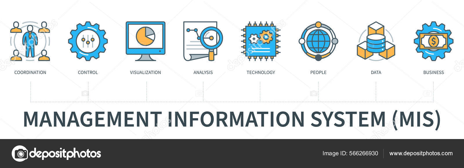 Management Information System Mis Concept Icons Coordination Control Visualization Analysis ...